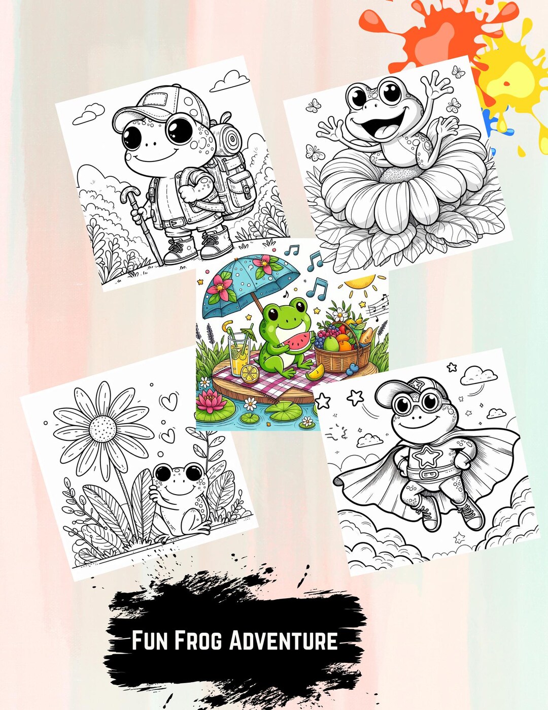 Frog Coloring Pages, Cute Cozy Frog's Life Coloring Pages, Fun and ...
