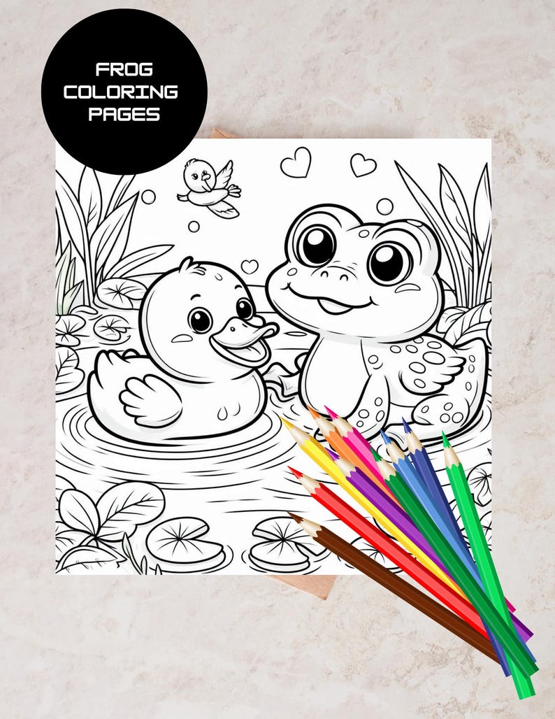 Frog Coloring Pages, Cute Cozy Frog's Life Coloring Pages, Fun and ...