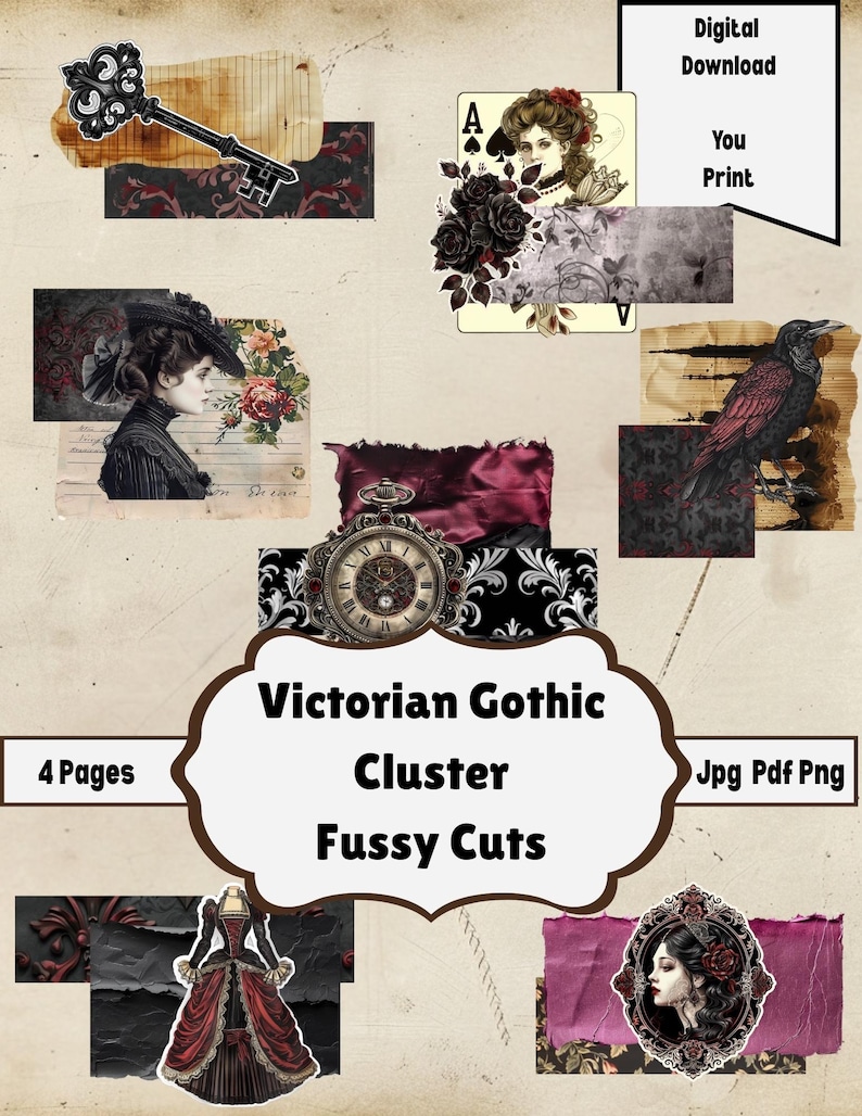 Victorian Gothic Cluster Fussy Cut Ephemera for Junk Journals ...