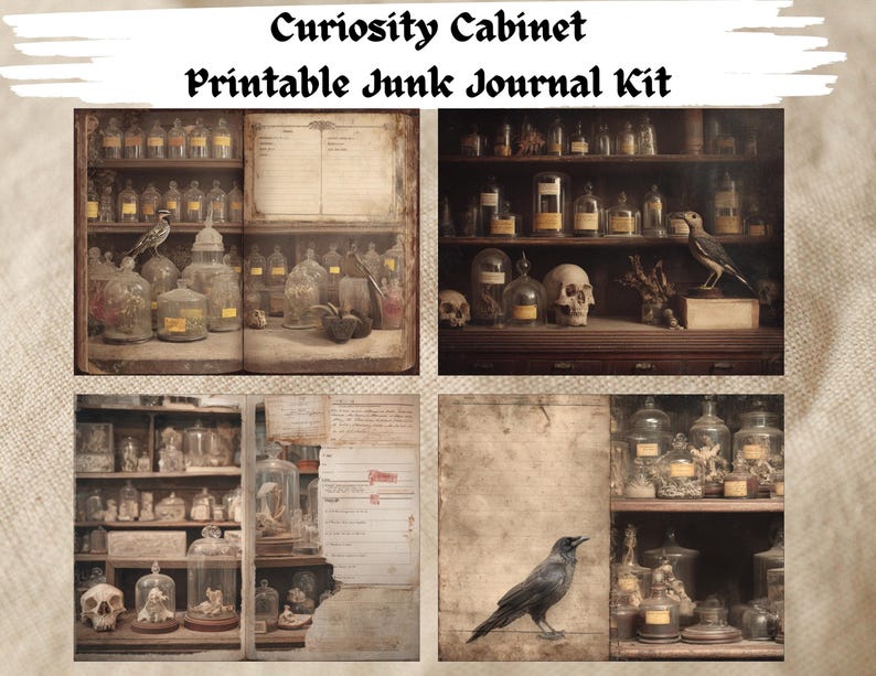 Curiosity Cabinet Digital Junk Journal Kit, Printable Scrapbooking ...
