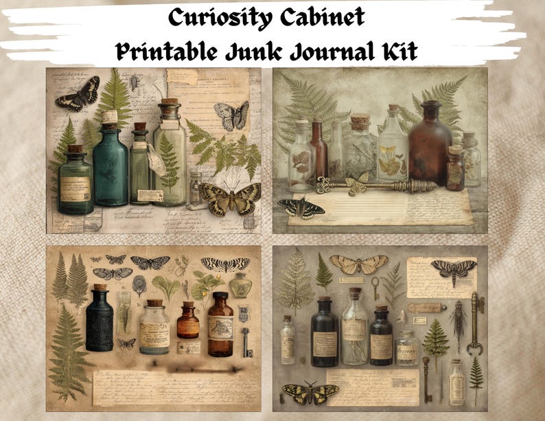 Curiosity Cabinet Digital Junk Journal Kit, Printable Scrapbooking ...