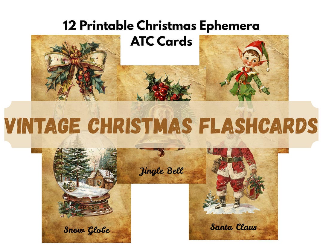 Vintage Christmas Flashcards – Printable Holiday Ephemera | Junk ...