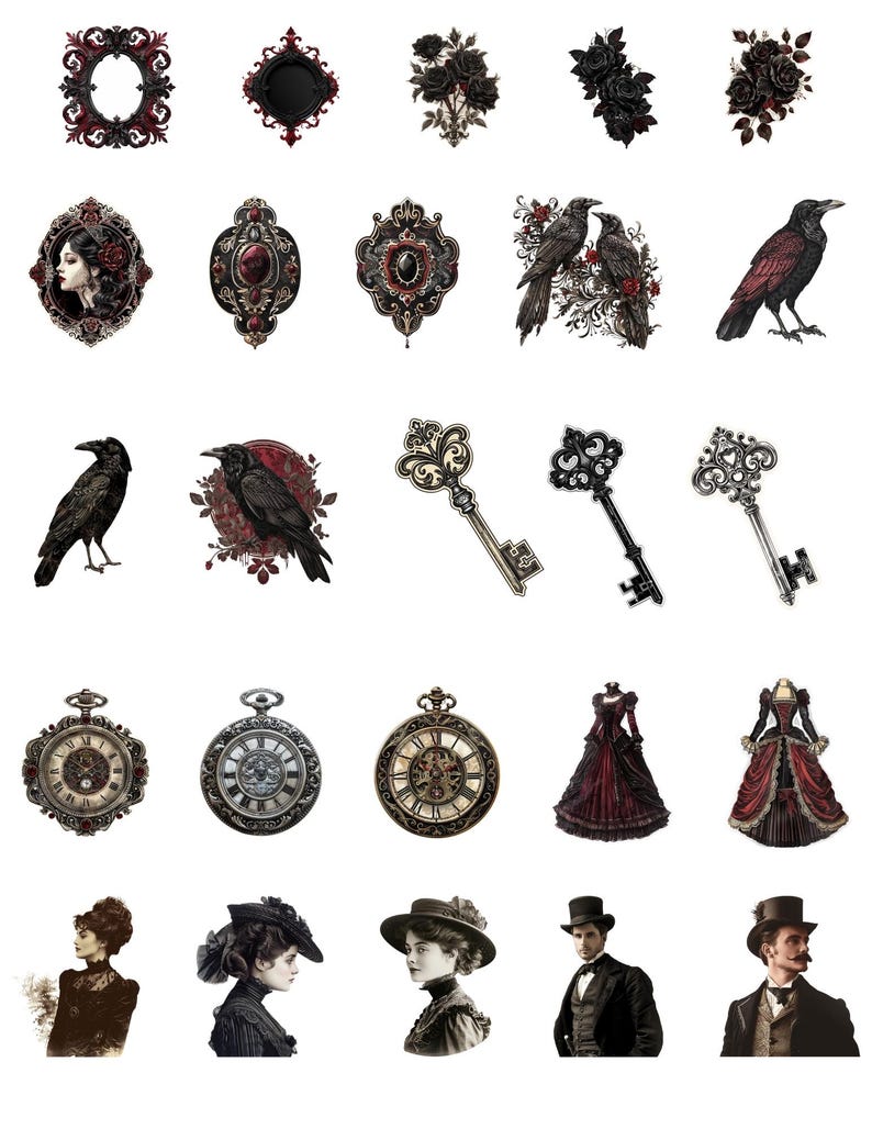 Victorian Gothic Cluster Fussy Cut Ephemera for Junk Journals ...