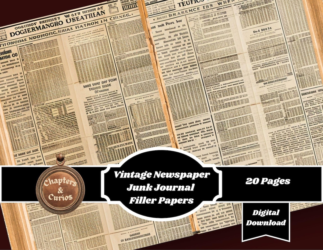 Junk Journal Vintage Newspaper Pages, Filler Paper, Vintage Aged ...