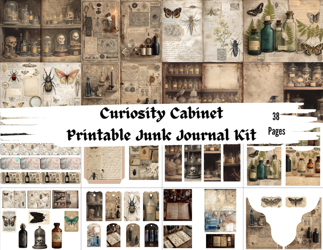 Curiosity Cabinet Digital Junk Journal Kit, Printable Scrapbooking ...
