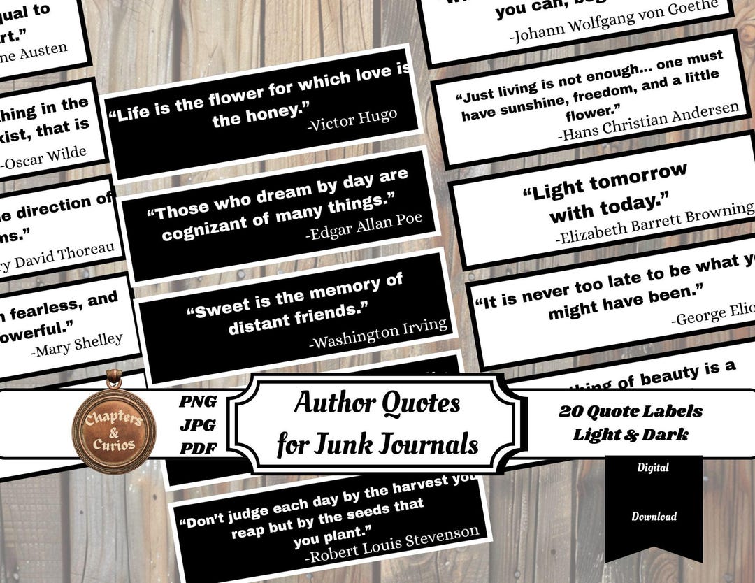 Classic Literary Quotes, Junk Journal Ephemera, PNG, PDF, JPG (digital ...
