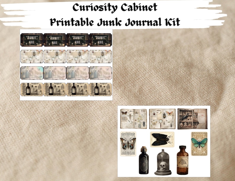Curiosity Cabinet Digital Junk Journal Kit, Printable Scrapbooking ...