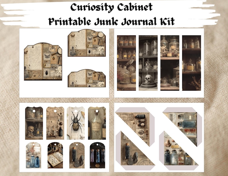 Curiosity Cabinet Digital Junk Journal Kit, Printable Scrapbooking ...