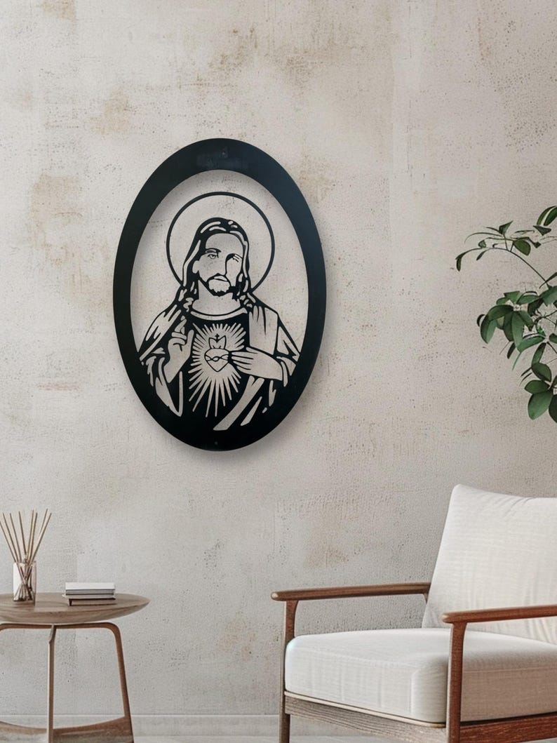 Sacred Heart of Jesus Metal Wall Art - Religious Catholic Home Decor ...