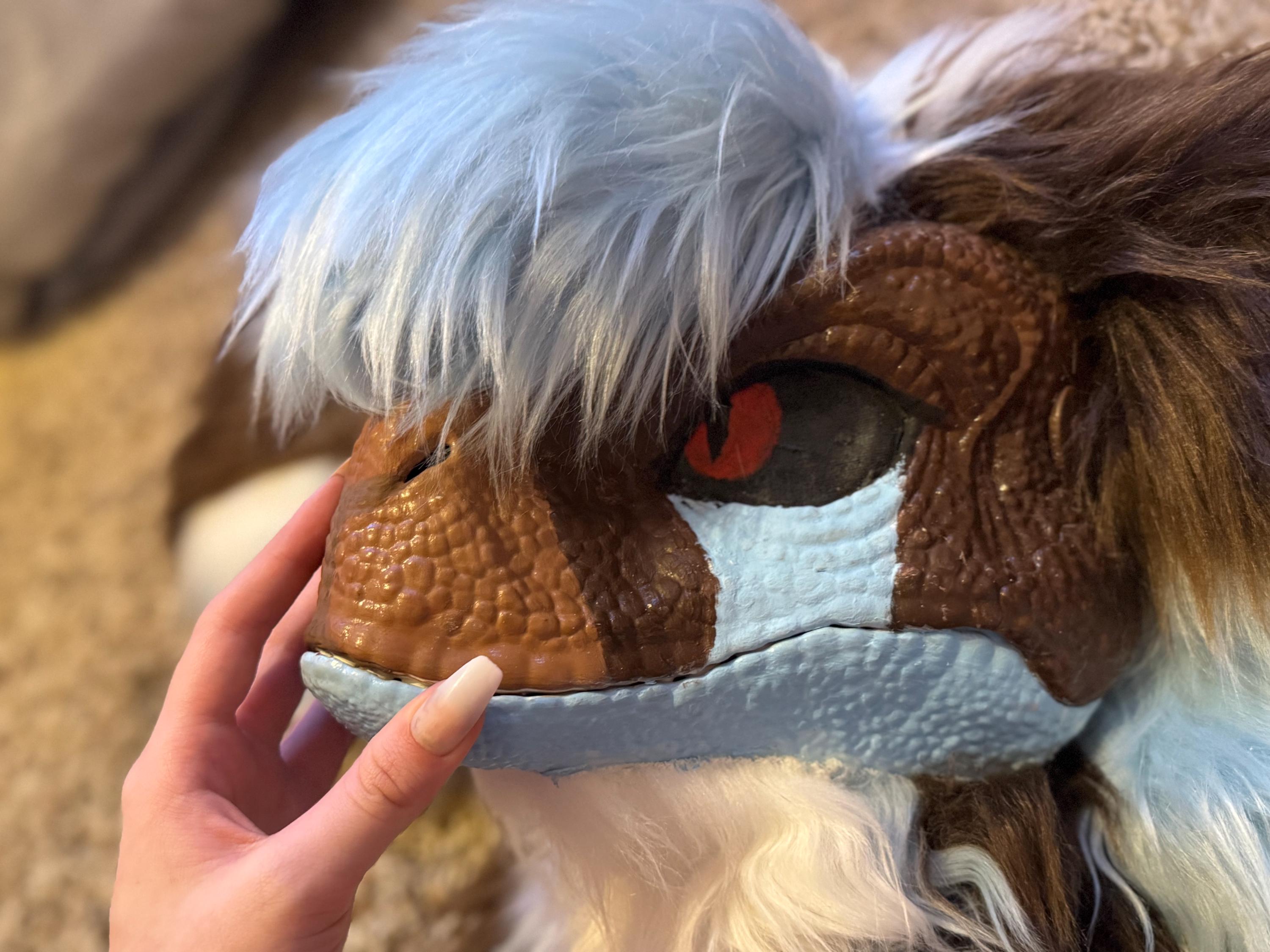 Dinomask Fursuit Head Furred Blue and Brown - Read Description - Etsy