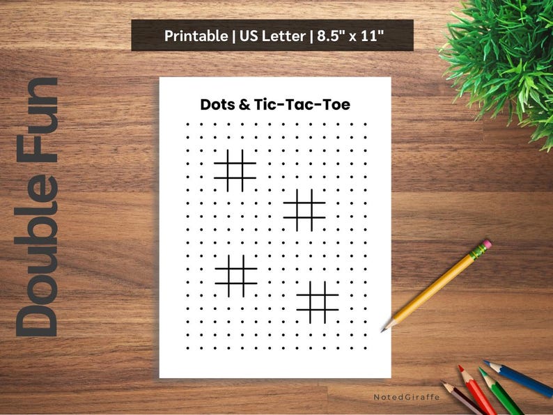 Paper Games, Dots and Boxes, Tic Tac Toe, Printable, US Letter Size ...