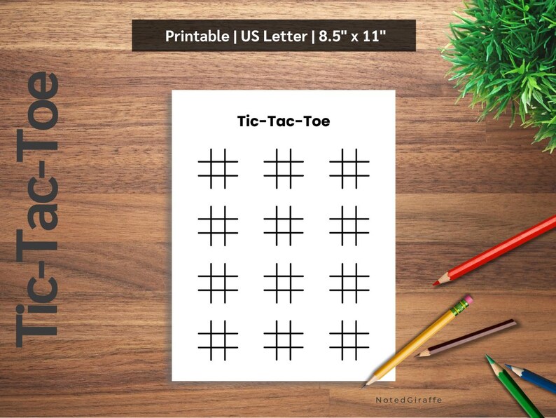 Paper Games, Dots and Boxes, Tic Tac Toe, Printable, US Letter Size ...