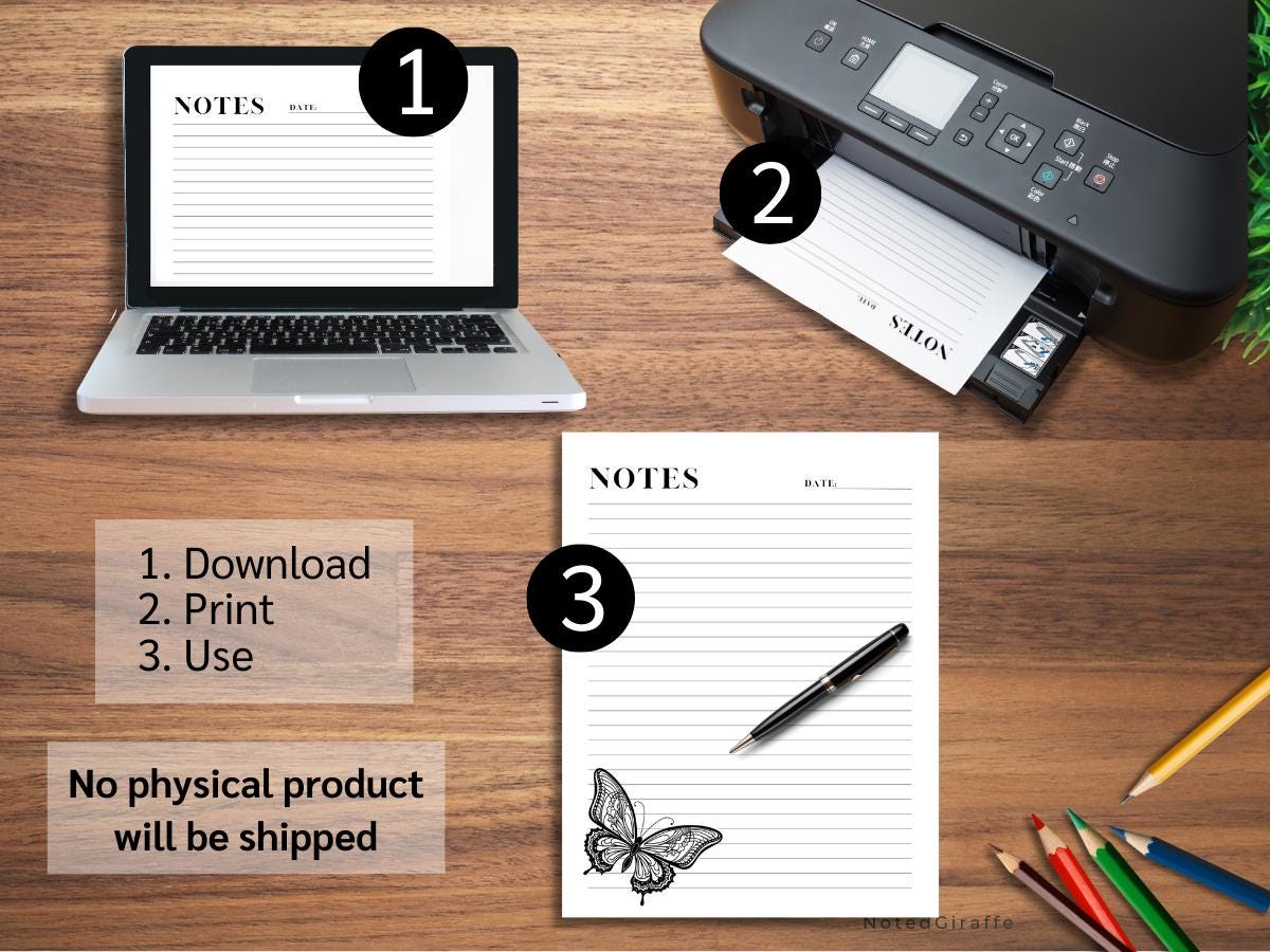 Stationery, Butterflies, Note Taking Printable, Butterfly Note Paper ...