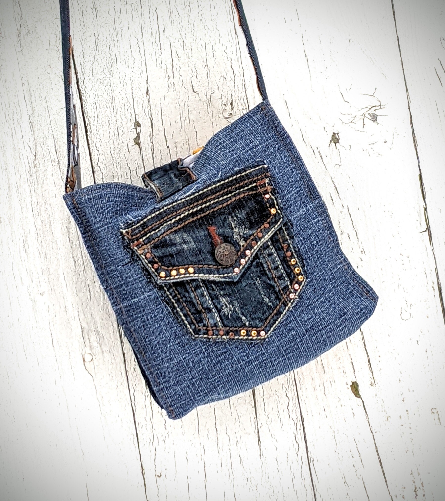 Handmade Upcycled Crossbody Bag, Upcycled, Denim, Lace, Festival Purse ...