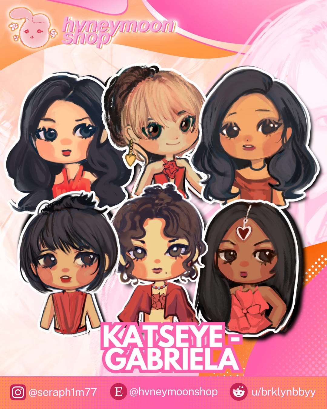 Gabriela Kpop Inspired 3x3 Vinyl Sticker (set of 6) – Fanmade Idol ...