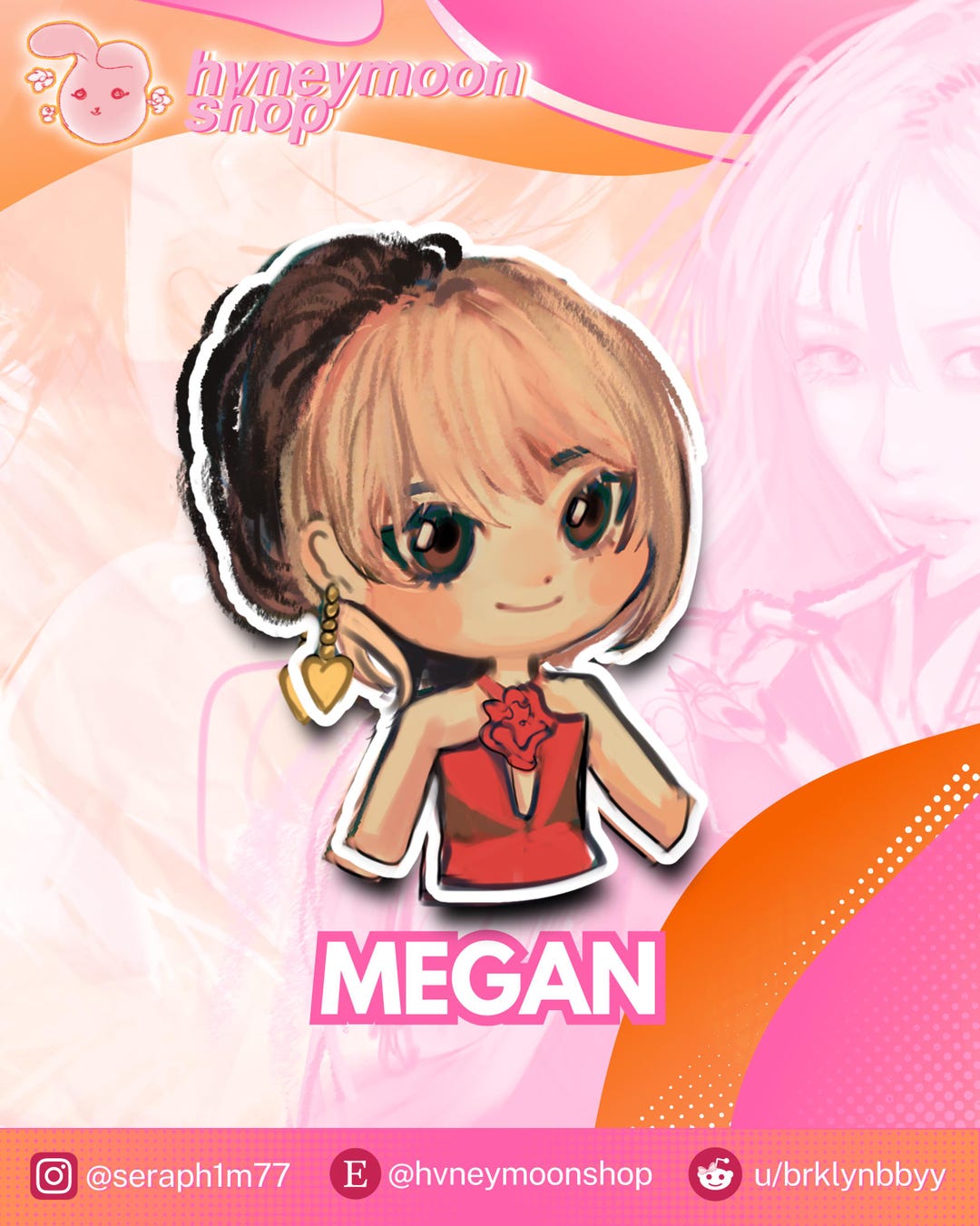 Megan Kpop Inspired 3x3 Vinyl Sticker (single Sticker) – Fanmade Idol ...