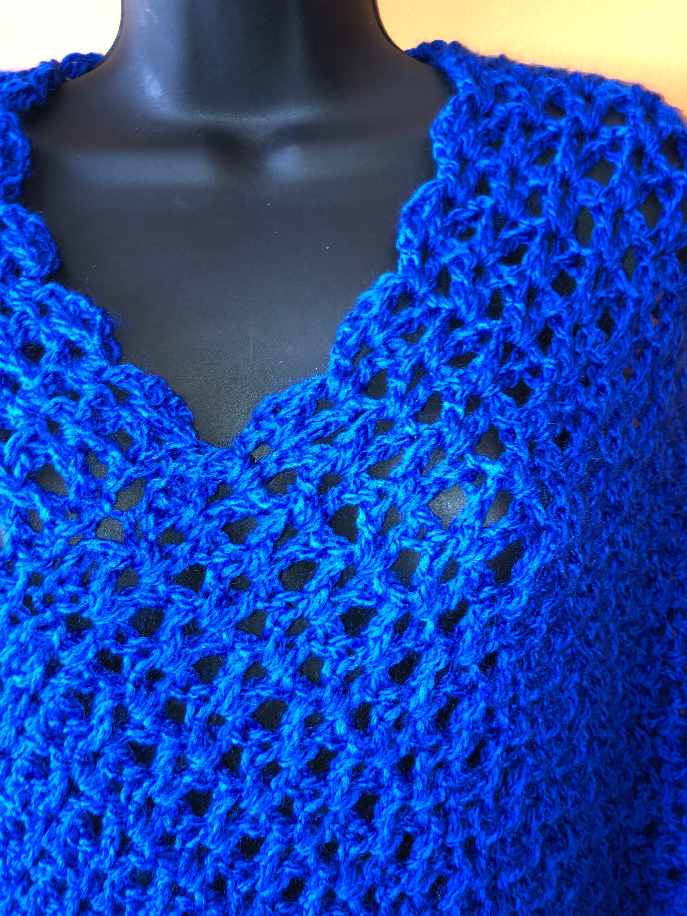 Royal Blue Poncho - Etsy
