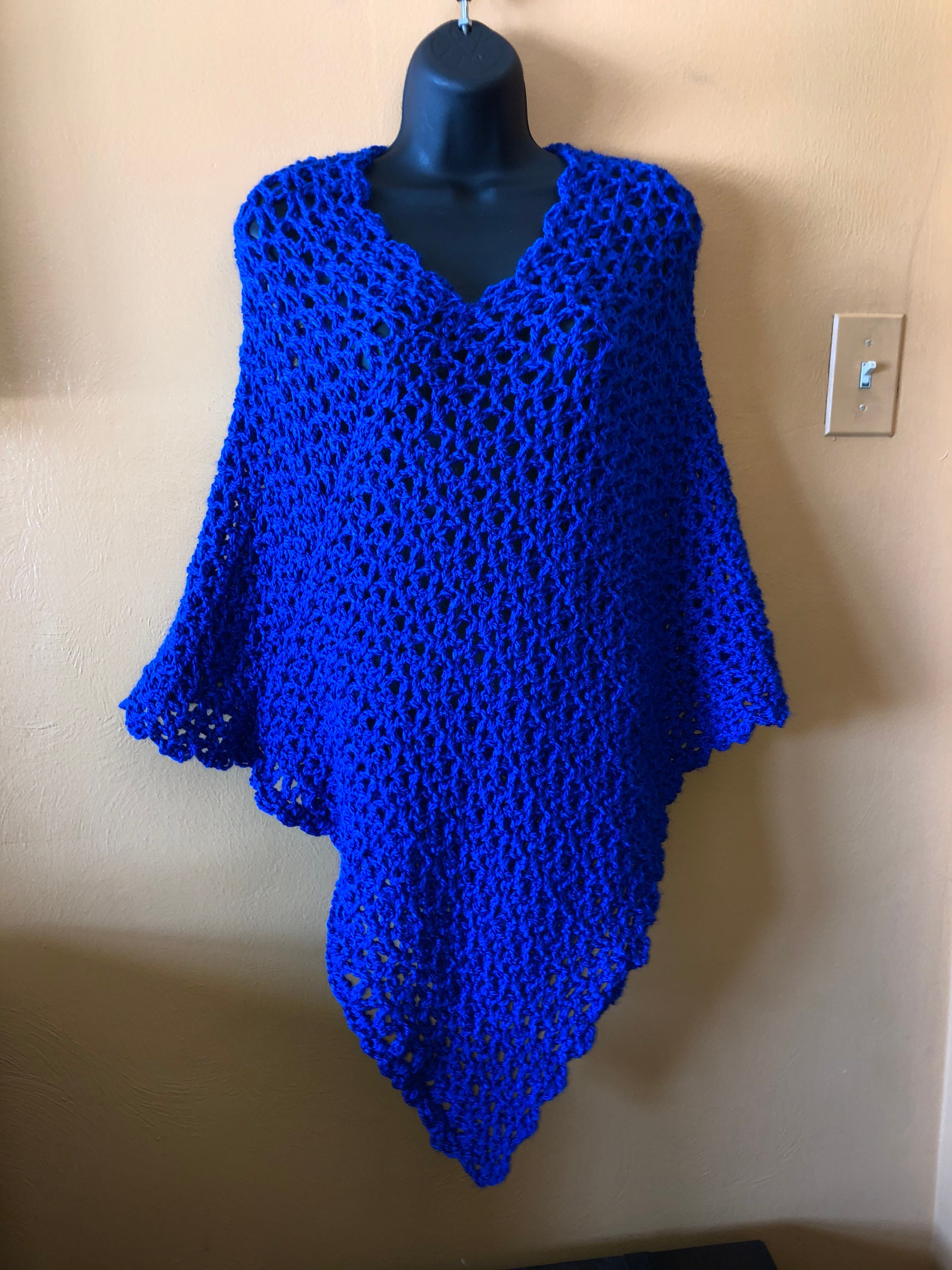 Royal Blue Poncho - Etsy