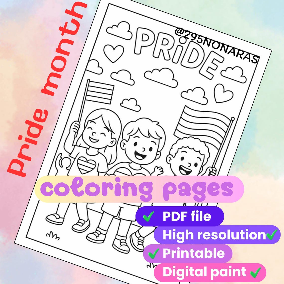 Pride Month Coloring Page PDF | LGBTQ+ Printable Art | Rainbow Pride ...