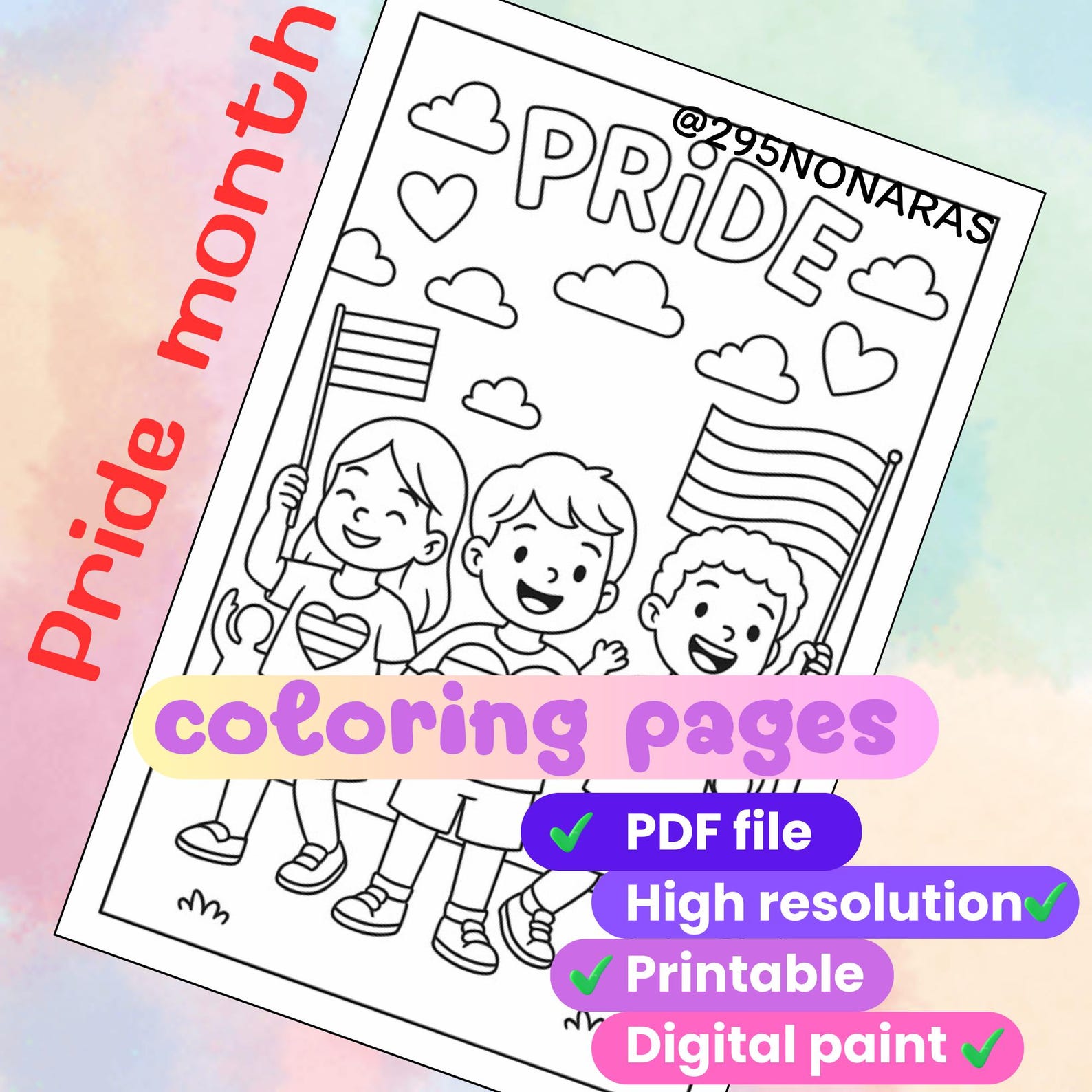 Pride Month Coloring Page PDF | LGBTQ+ Printable Art | Rainbow Pride ...