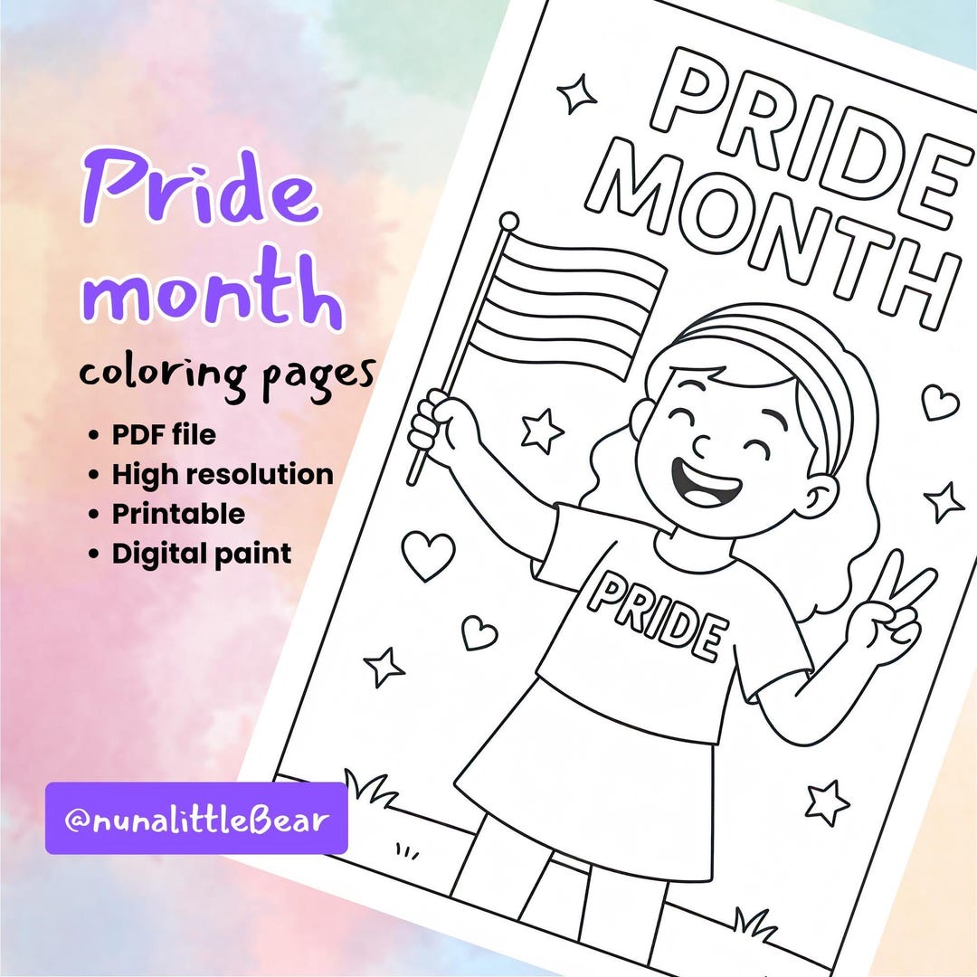 Pride Month Coloring Page PDF – LGBTQ+ Rainbow Printable Art, 8.5x11 ...