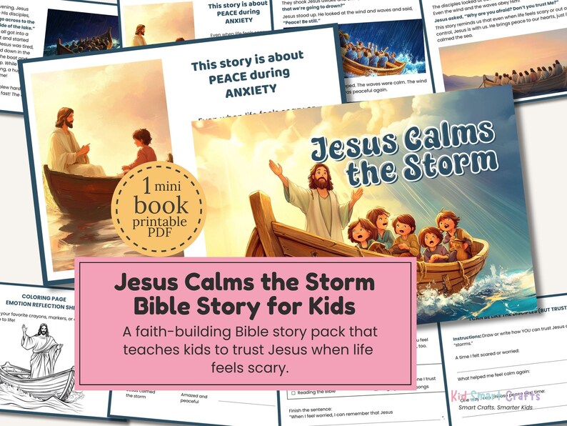 Jesus Calms the Storm Kids Bible Lesson Printable Homeschool Lessons ...