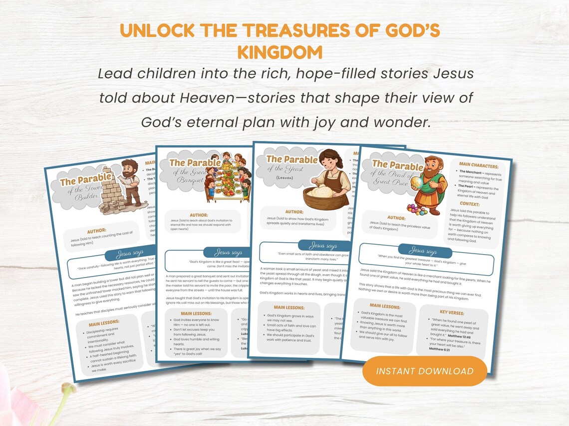 Jesus Parables Bible Study Guide for Christian Kids Jesus Stories ...