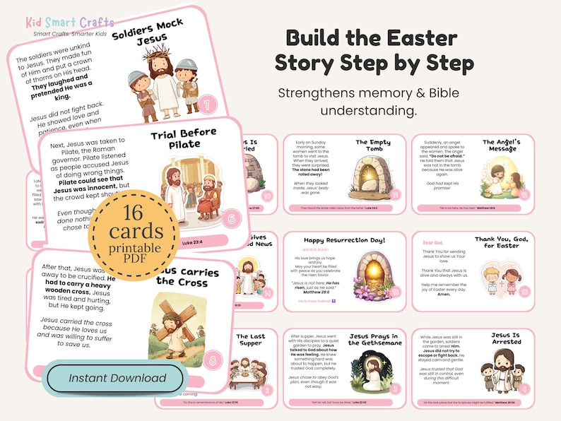 Jesus Resurrection Story Sequencing Cards Printable Bible Easter Cards ...