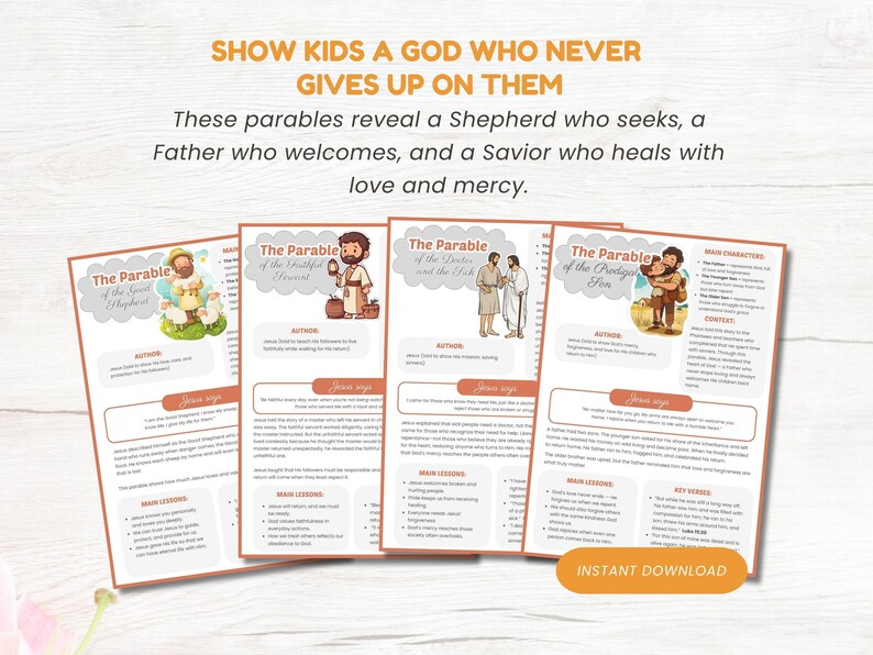 God’s Love & Mercy Jesus Parables Bible Study Guide for Christian Kids ...