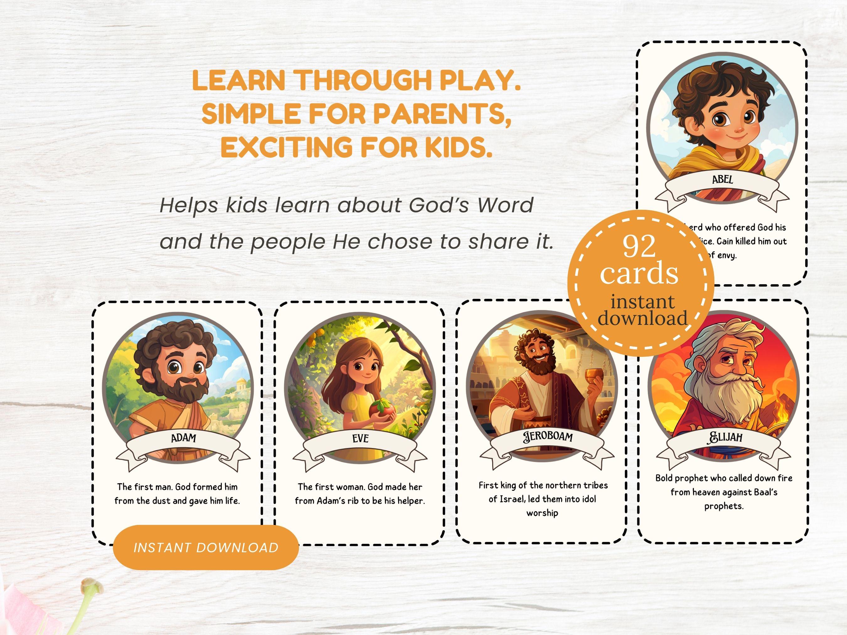 Old Testament Bible Character Flash Cards Printable Scripture Cards for ...