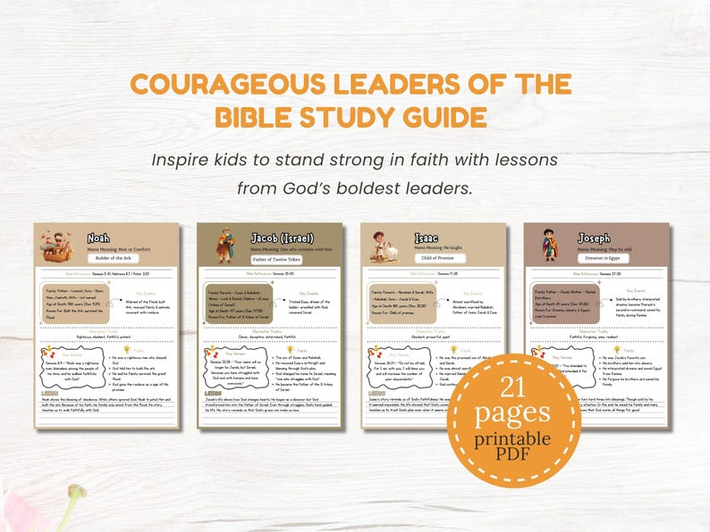 Courageous Leaders Printable Bible Study Guide for Christian Kids Bible ...