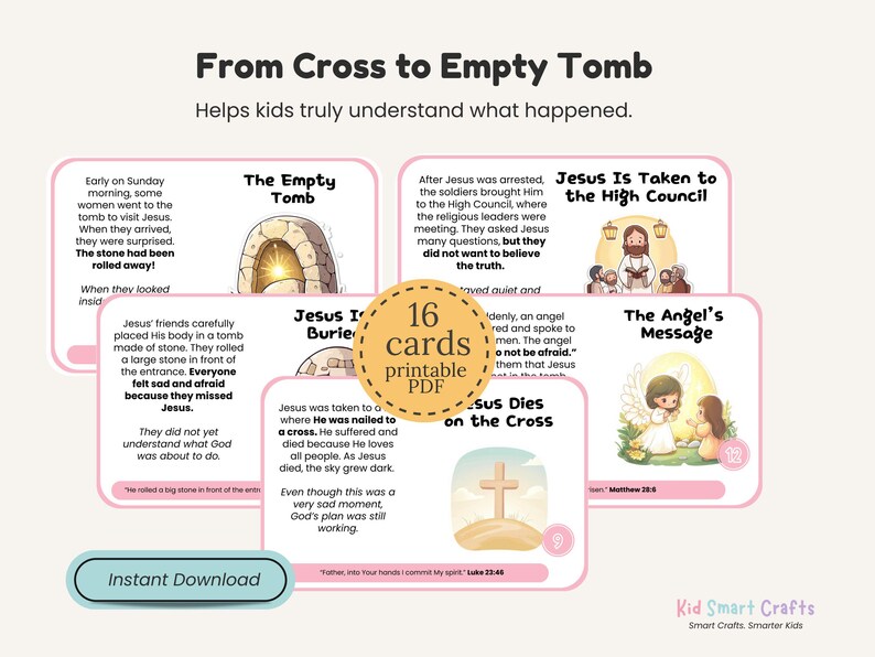 Jesus Resurrection Story Sequencing Cards Printable Bible Easter Cards ...