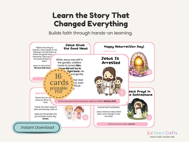Jesus Resurrection Story Sequencing Cards Printable Bible Easter Cards ...