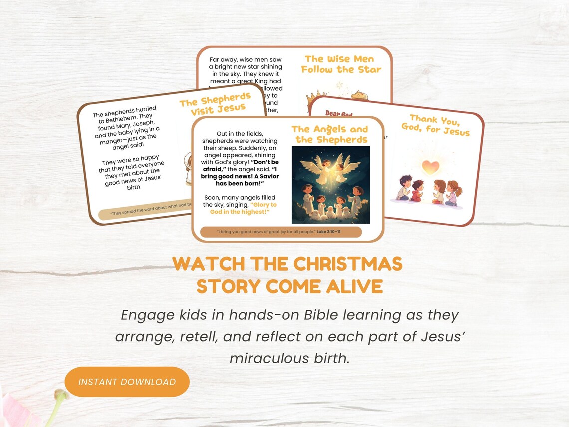 Nativity Story Sequencing Cards Set Jesus' Birth Storytelling Printable ...