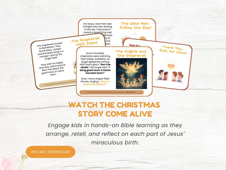 Nativity Story Sequencing Cards Set Jesus' Birth Storytelling Printable ...