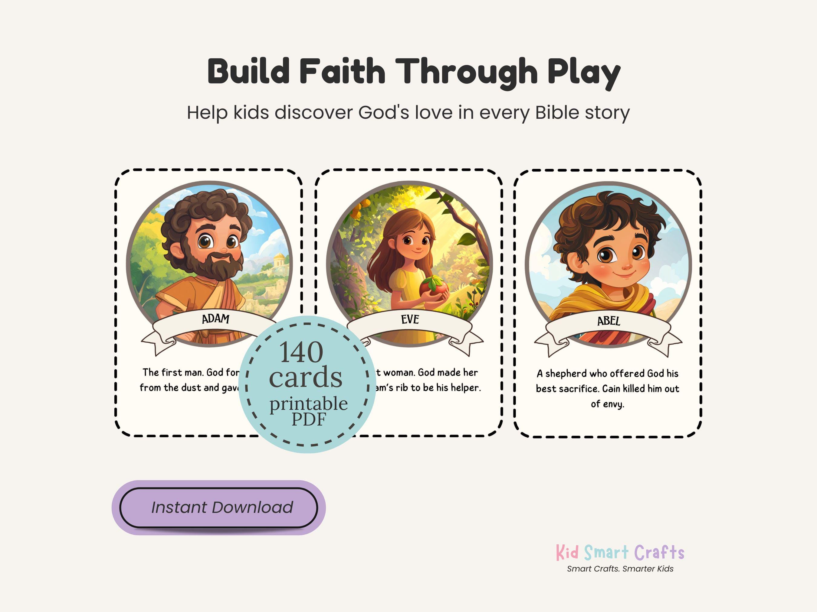 Bible Characters Flash Cards for Christian Kids Fun Bible Lesson Tool ...