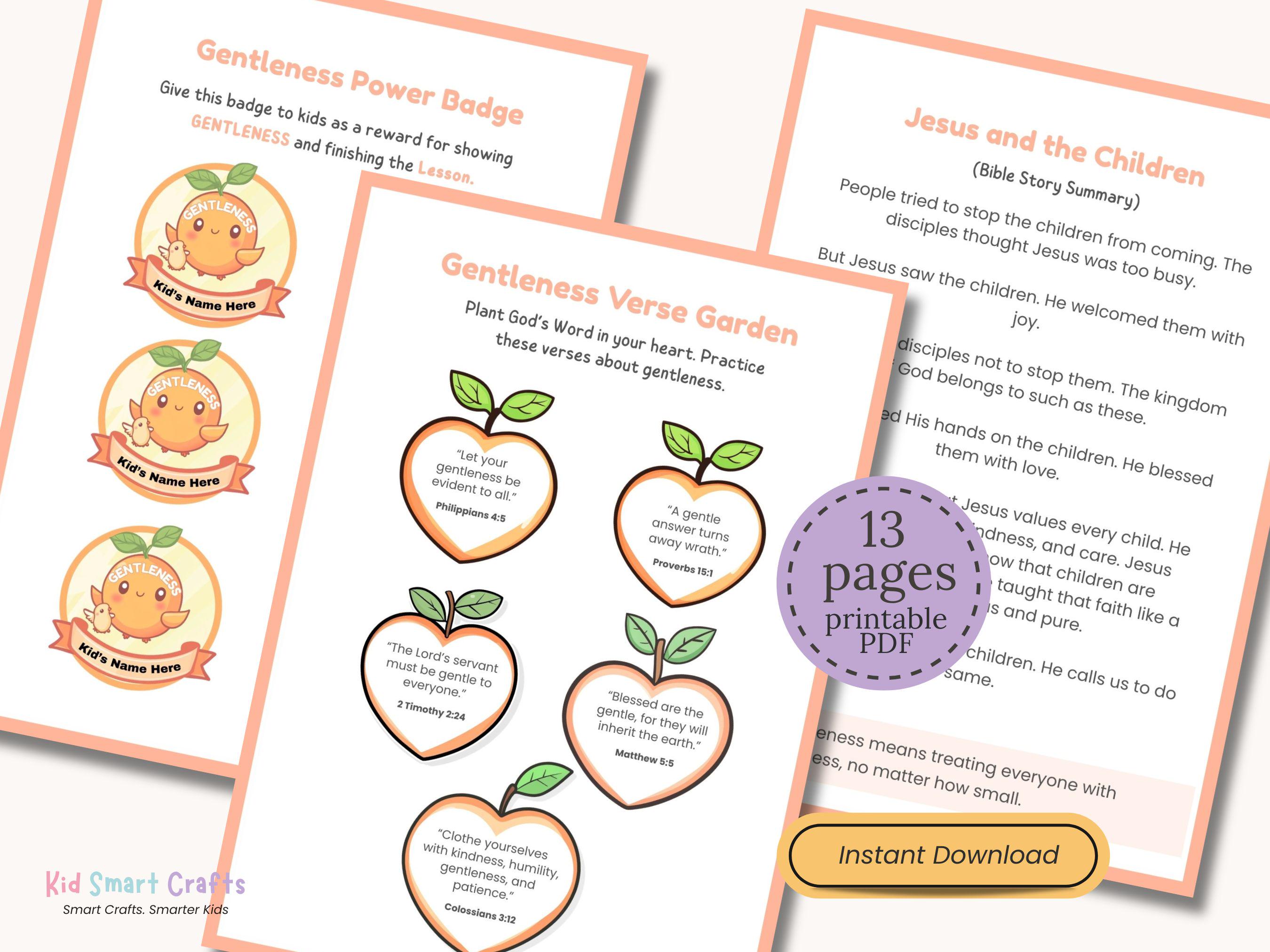 Fruit of the Spirit Gentleness Bible Lesson for Kids Christian Lesson ...