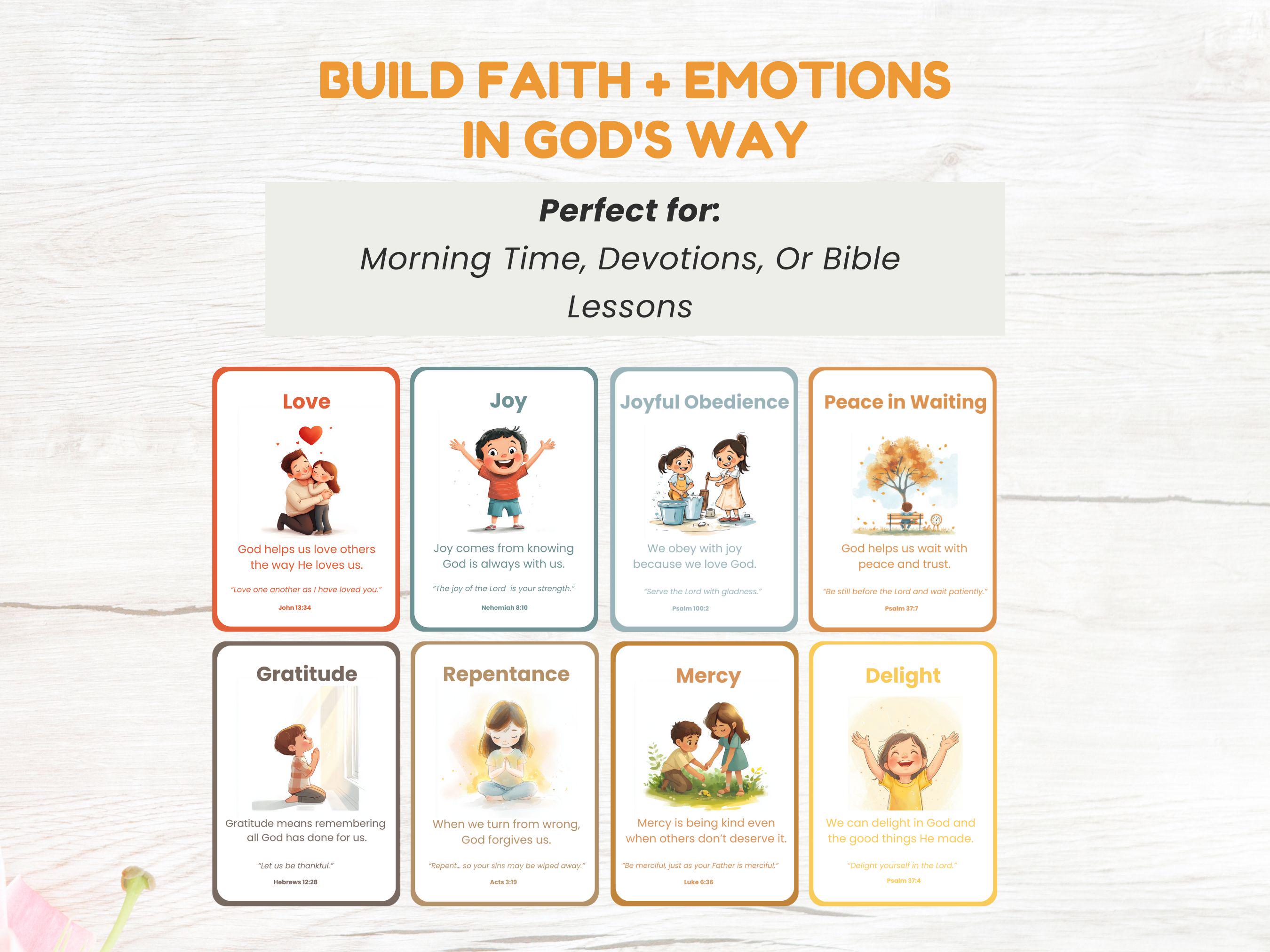 Christian Cards for Kids Godly Emotions Bible Based Printable Flash ...