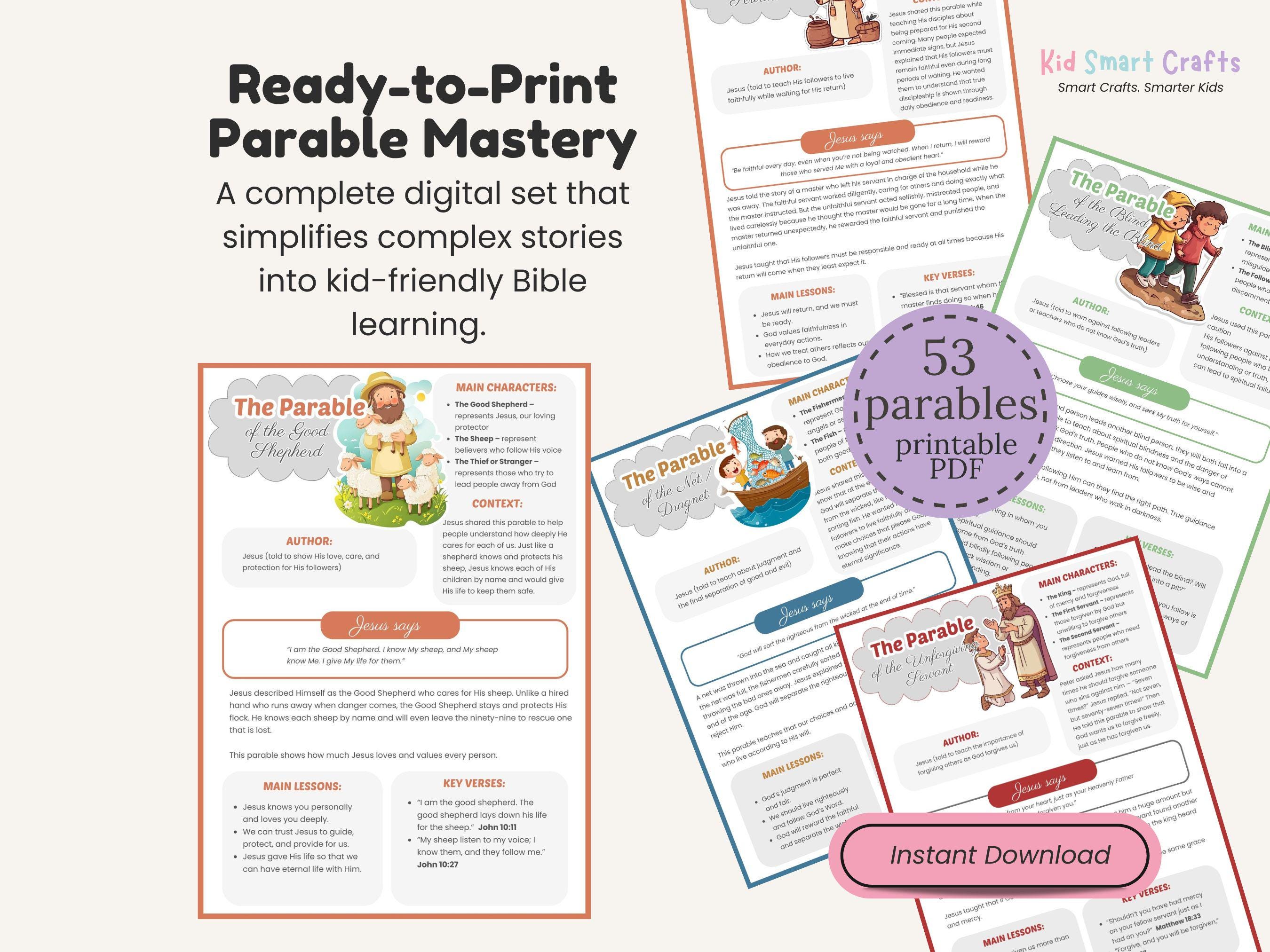 Jesus Parables Bible Study Guide for Christian Kids Jesus Stories ...