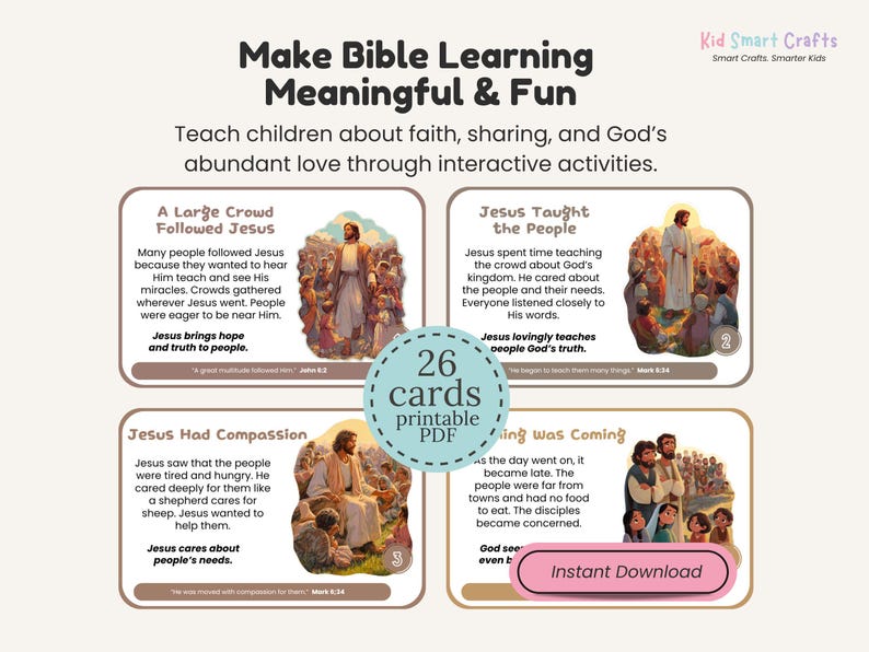 Jesus Feeds the 5000 Kids Bible Story Sequencing Cards Homeschool ...