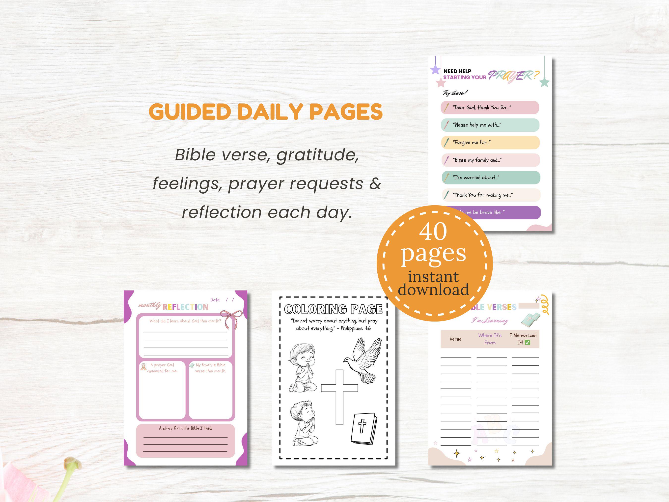 Kids Prayer Journal: 30-day Guided Christian Devotional (digital PDF ...