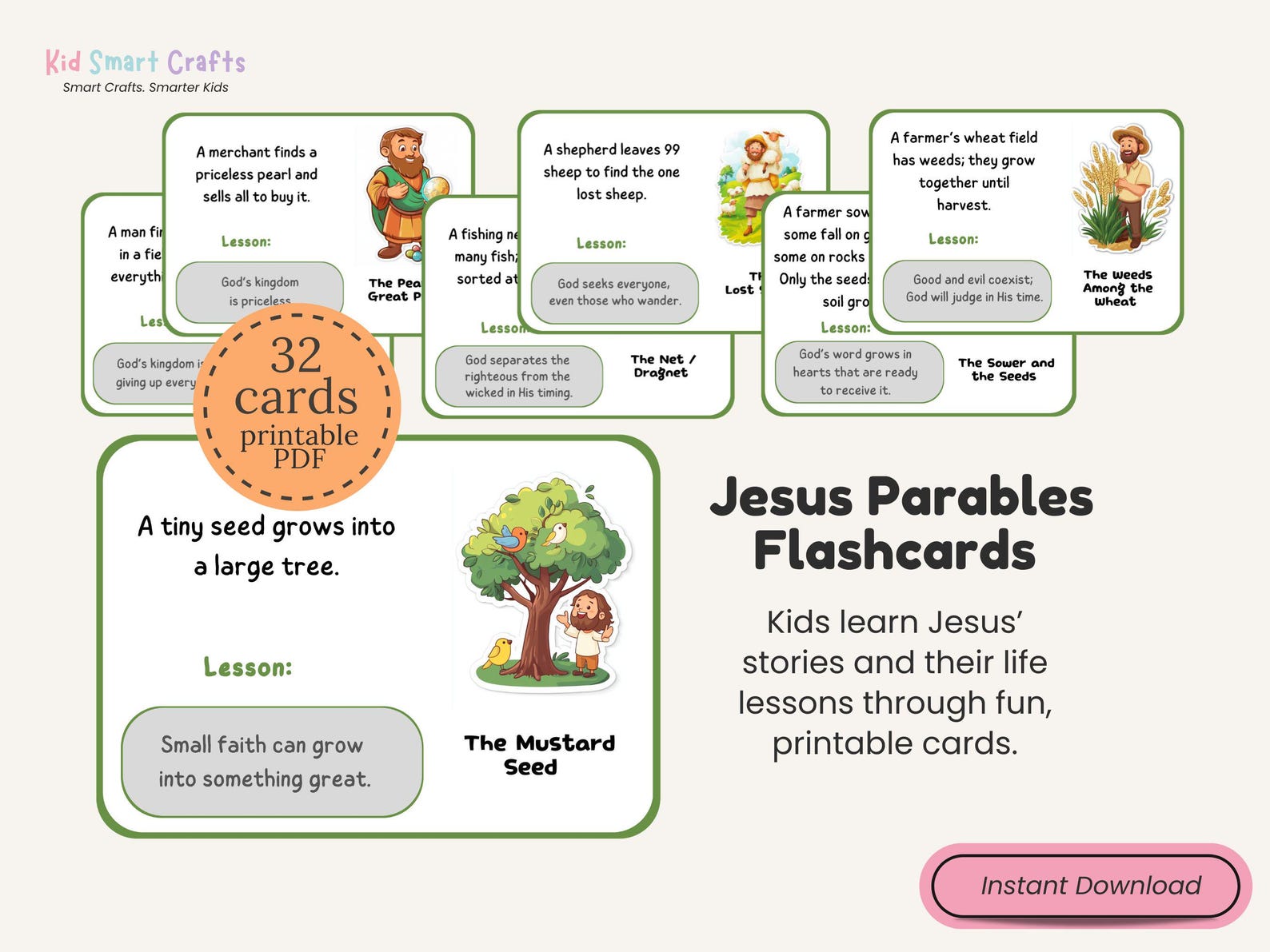 Jesus Parables Printable Flash Cards for Christian Kids Fun Bible Study ...