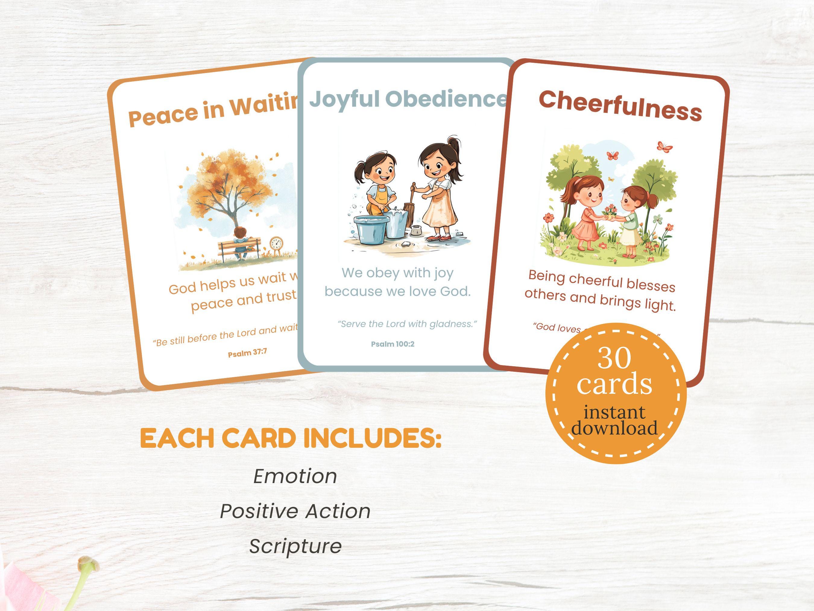 Christian Cards for Kids Godly Emotions Bible Based Printable Flash ...