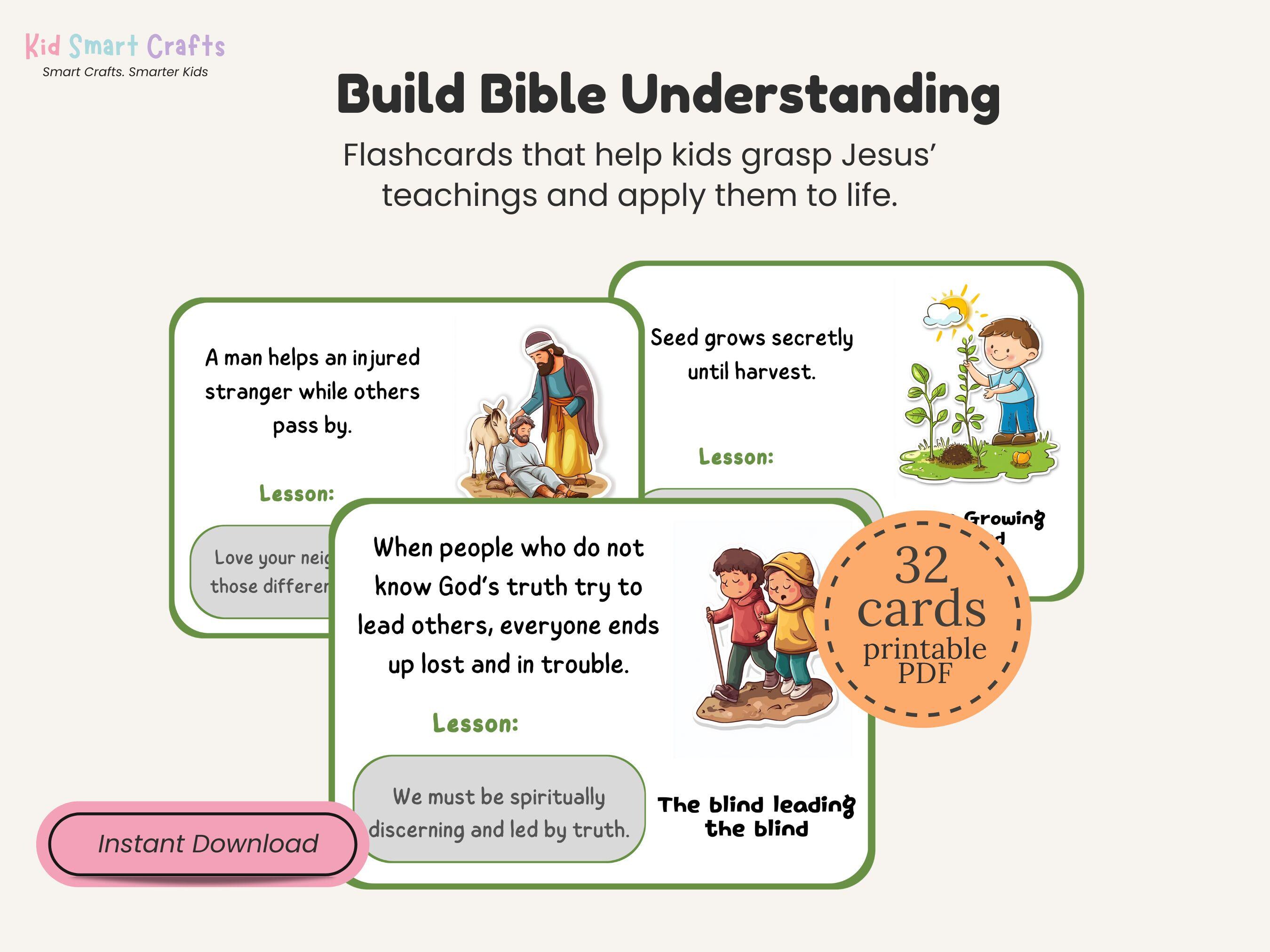 Jesus Parables Printable Flash Cards for Christian Kids Fun Bible Study ...