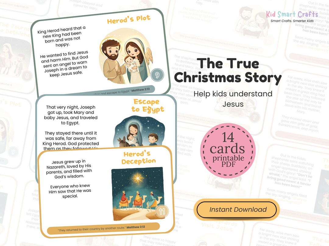 Nativity Story Sequencing Cards Set Jesus' Birth Storytelling Printable ...
