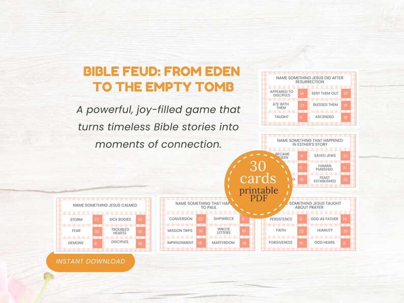 Kids Bible Feud Game About Bible Events Christian Trivia Game Cards ...