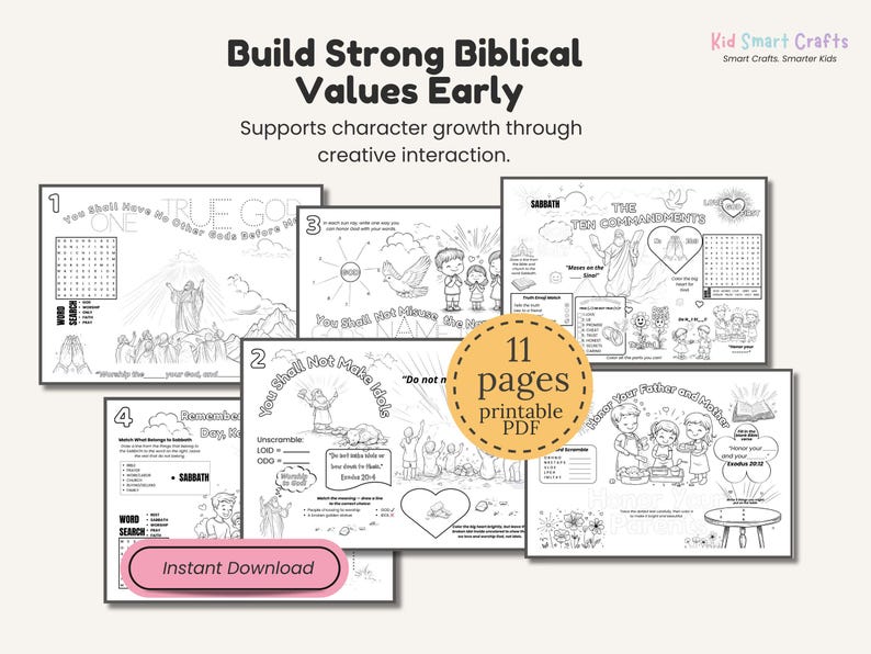 The Ten Commandments Bible Coloring Activity Playmat for Kids Bible ...
