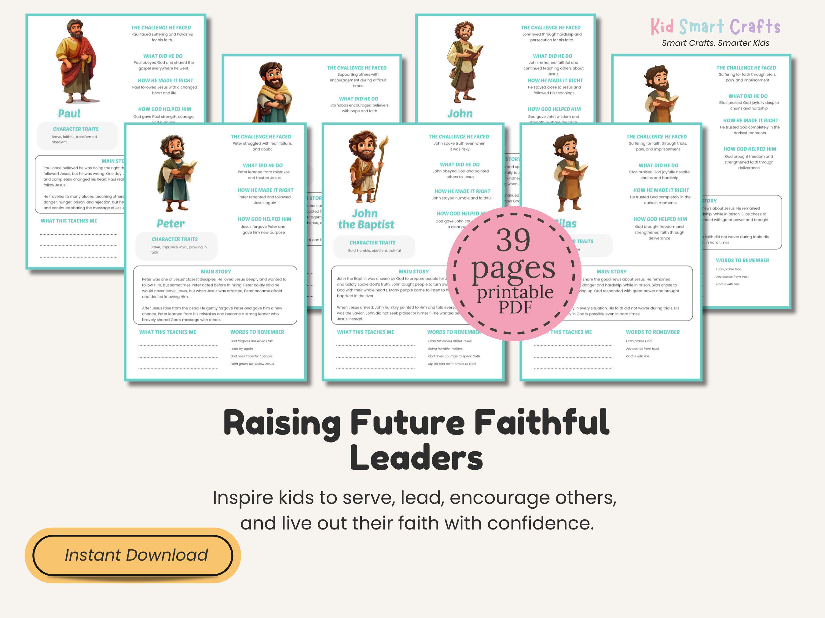 New Testament Bible Characters Study Guide Pack for Kids Bible Lessons ...