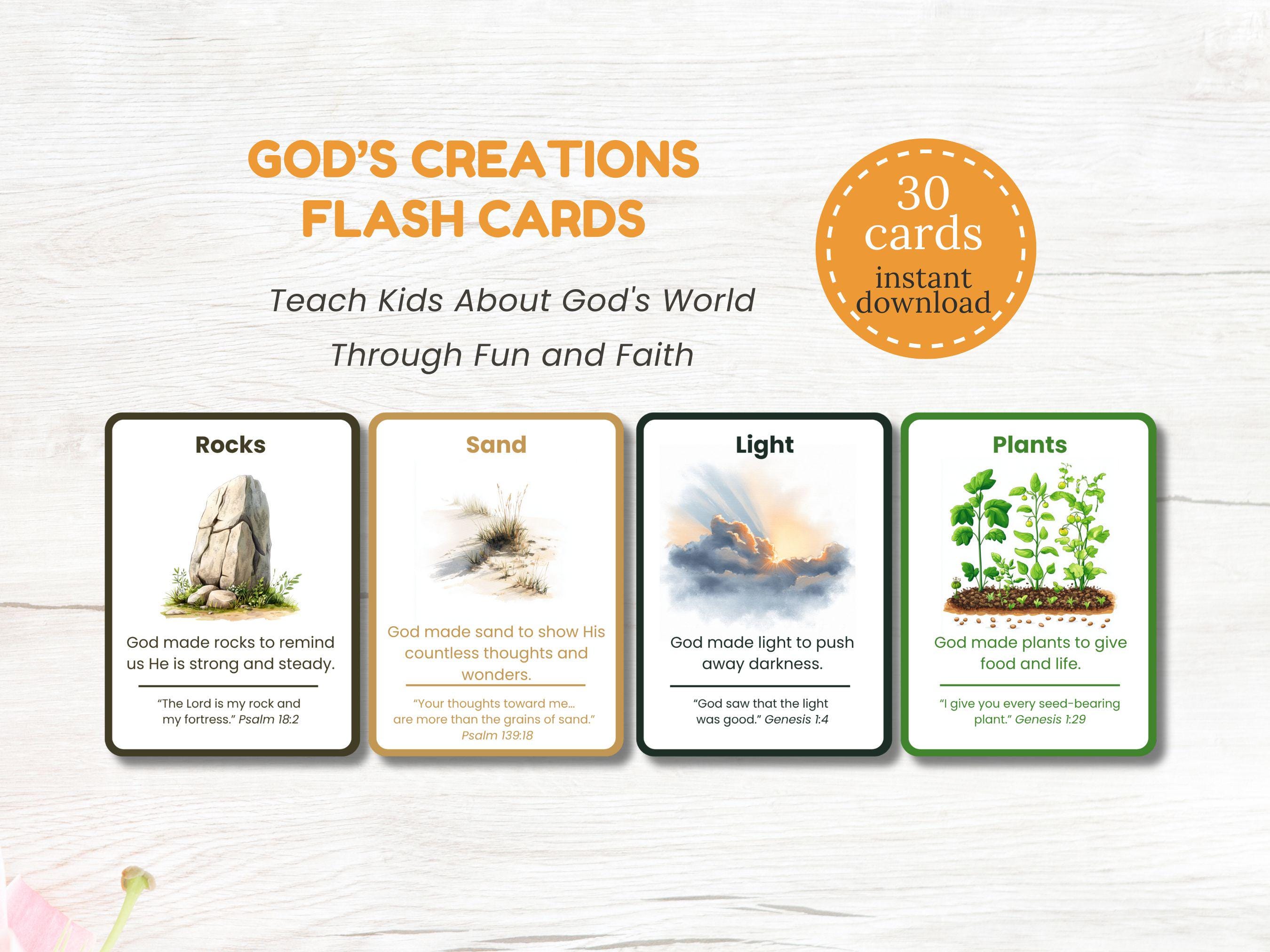 Scripture Cards Printables God's Creations Flash Cards Bible Verse ...