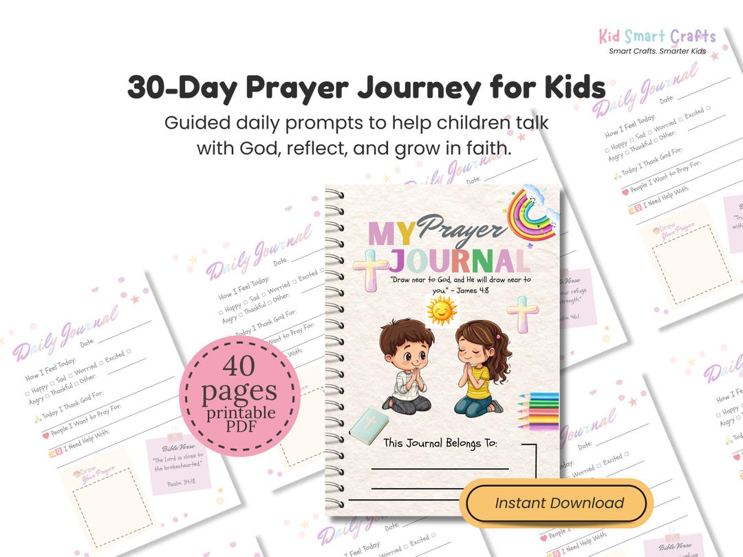 Kids Prayer Journal: 30-day Guided Christian Devotional (digital PDF ...
